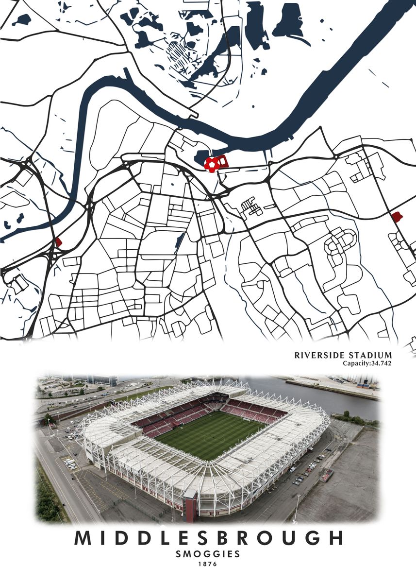 'Middlesbrough Riverside ' Poster, picture, metal print, paint by Yates ...