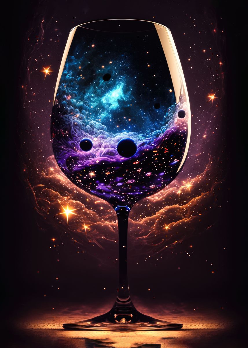 'Cosmic Wine Glass' Poster, picture, metal print, paint by Astrodeum ...