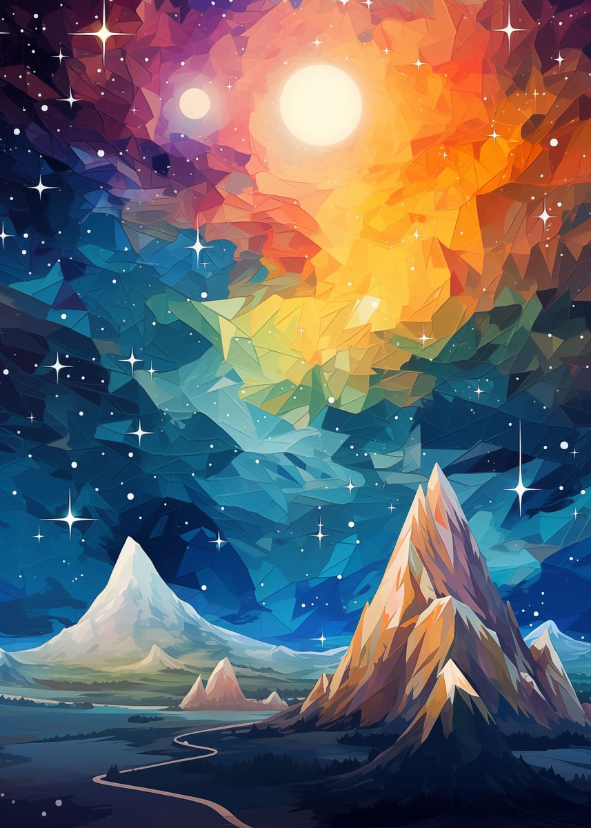 'Abstract Cosmos' Poster, picture, metal print, paint by Katsu | Displate