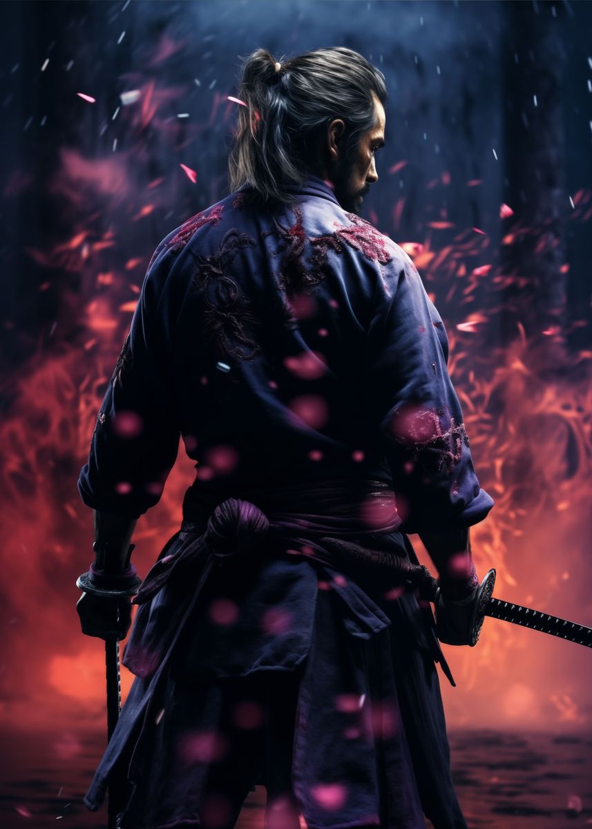 'Fire Flames Samuria' Poster, picture, metal print, paint by Zenzdesign ...