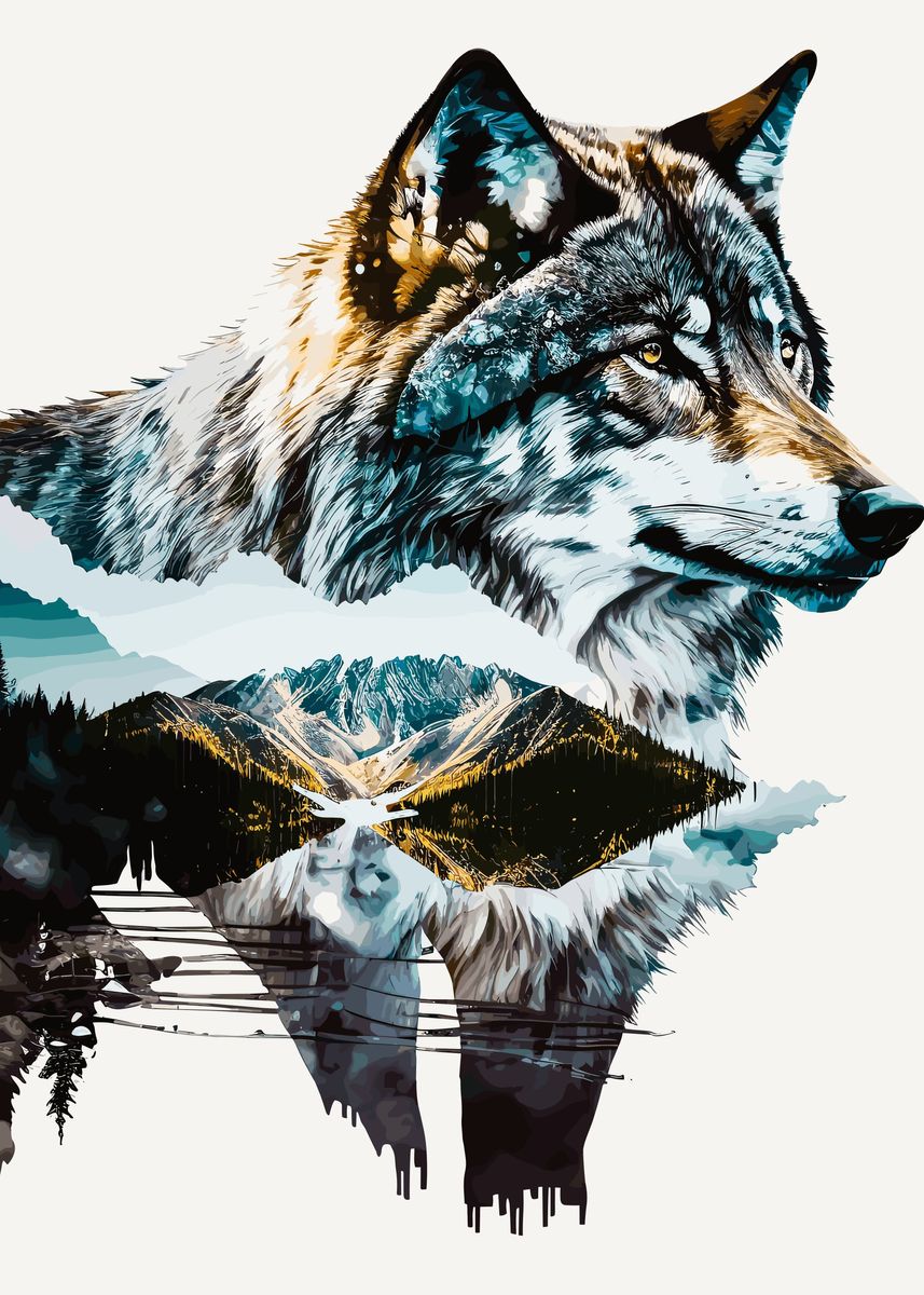 'Wolf Animals' Poster, picture, metal print, paint by Audrey | Displate