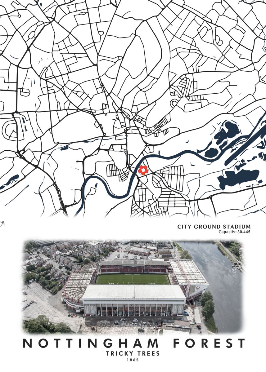 'Nottingham forest The City' Poster by Yates Madeline | Displate