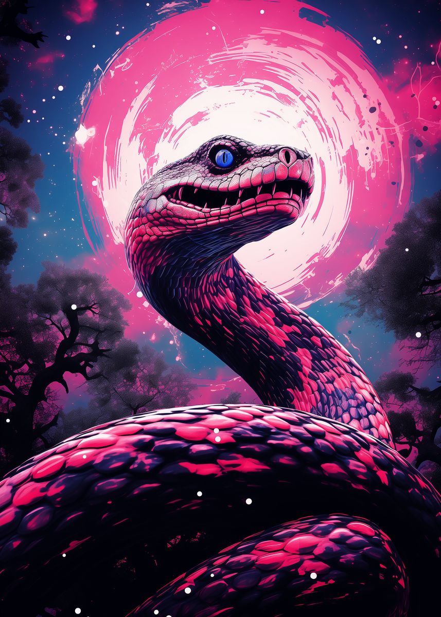 'Retro Snake' Poster, picture, metal print, paint by Keeling Creative ...