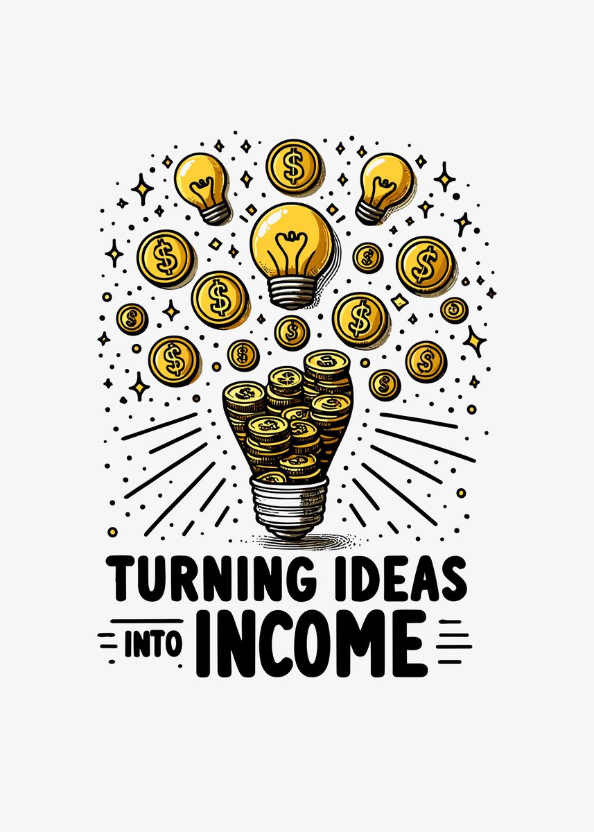 'Turning Ideas Into Income' Poster, picture, metal print, paint by ...