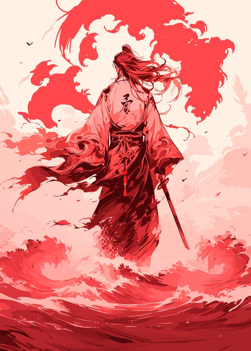 'samurai japan' Poster, picture, metal print, paint by Dominik Domen ...