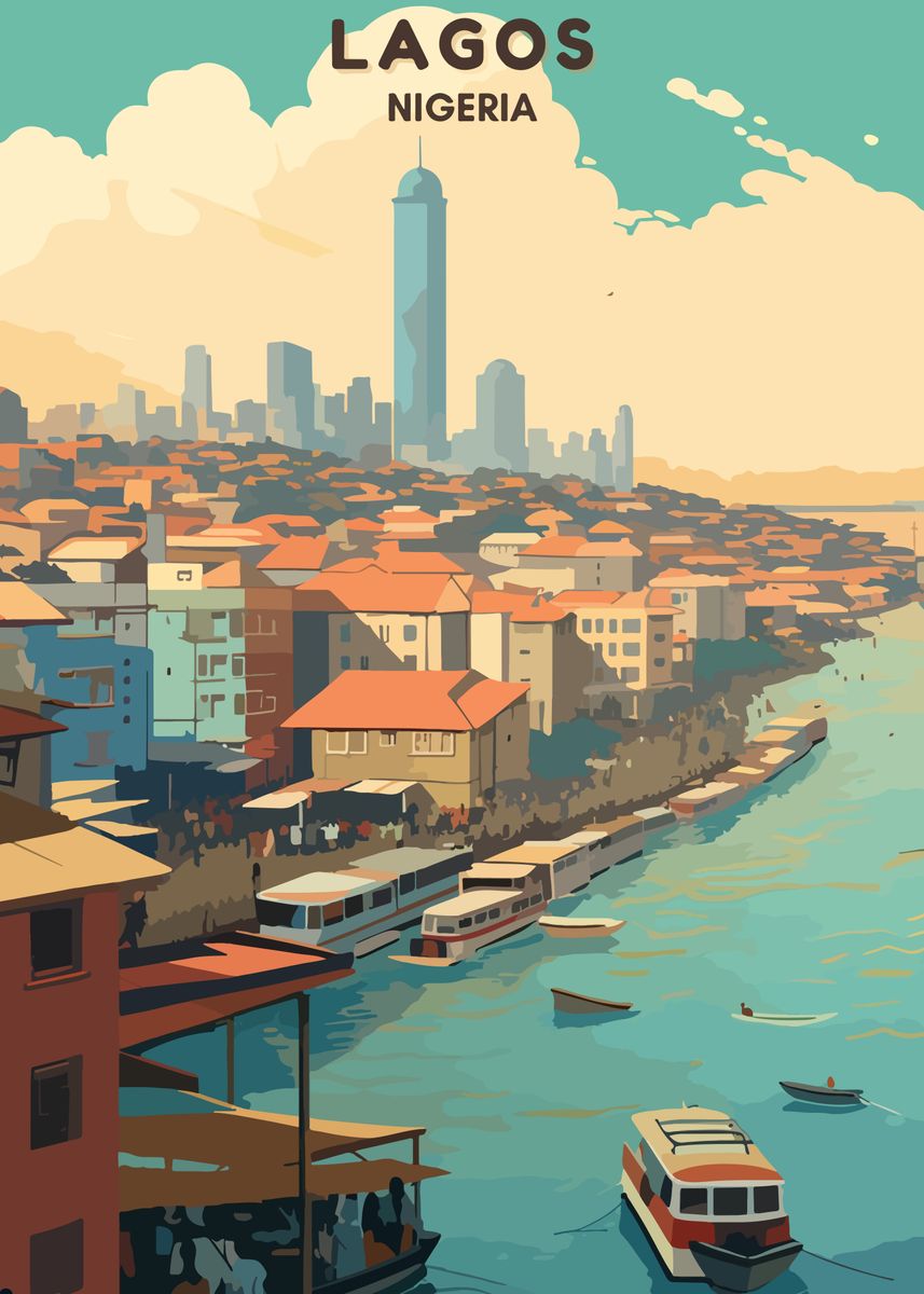 'Travel to lagos' Poster, picture, metal print, paint by Addolf ...