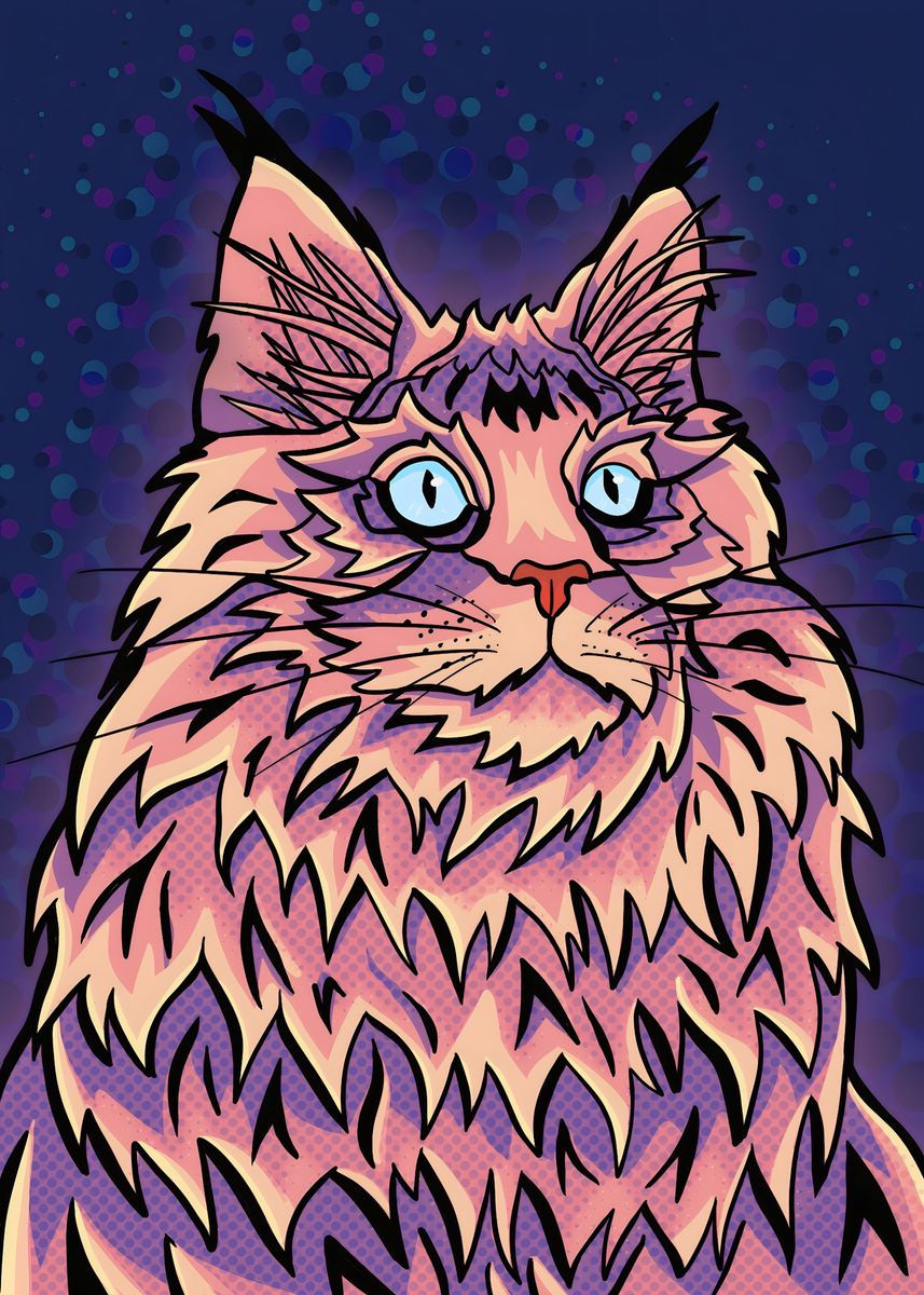 'Light pink vibrant cat' Poster, picture, metal print, paint by Sarah ...