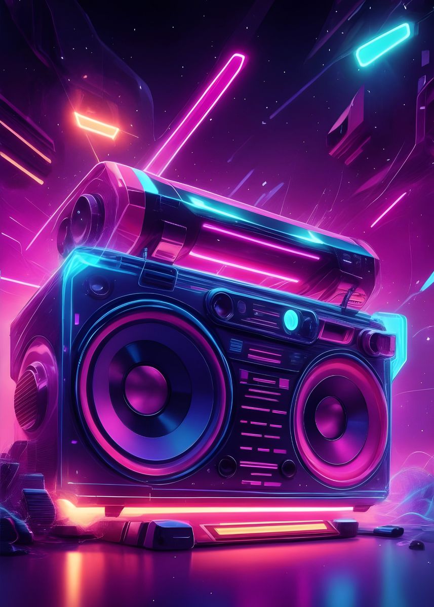 'Giant Boombox' Poster, picture, metal print, paint by LUNOME | Displate