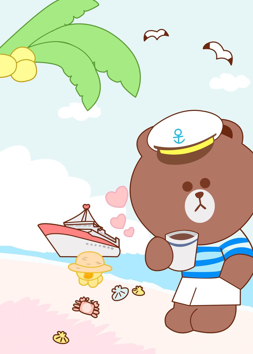 'bear brown cute animal' Poster, picture, metal print, paint by Martyn ...