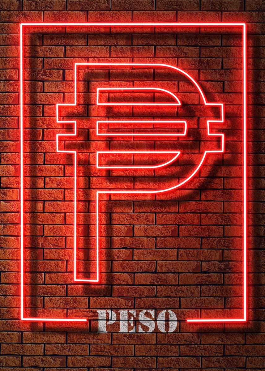 'NEON PESO SIGN' Poster by Abdul Oba | Displate