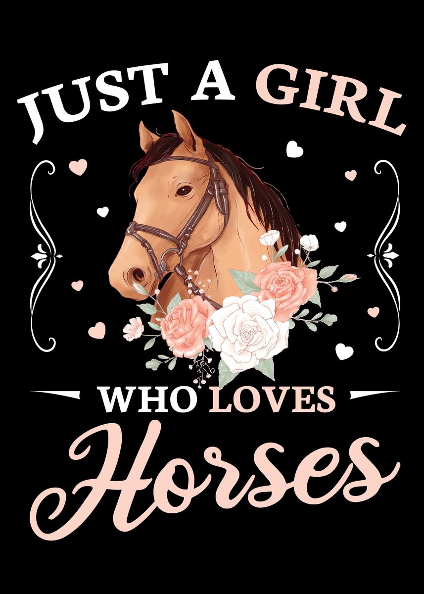 'Cute Horse Girls' Poster, picture, metal print, paint by Sascha | Displate