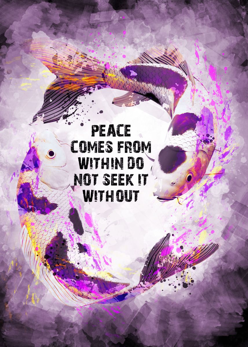 'koi fish' Poster, picture, metal print, paint by icha nong | Displate