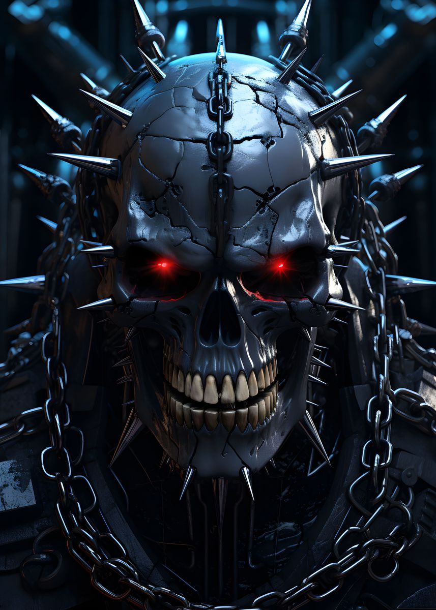 'Skull Metal Chain Skeleton' Poster, picture, metal print, paint by ...