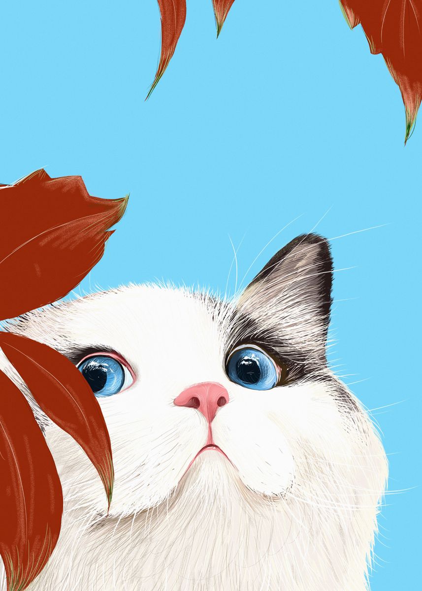 'Aesthetic Cat' Poster, picture, metal print, paint by Tovu Yovi ...