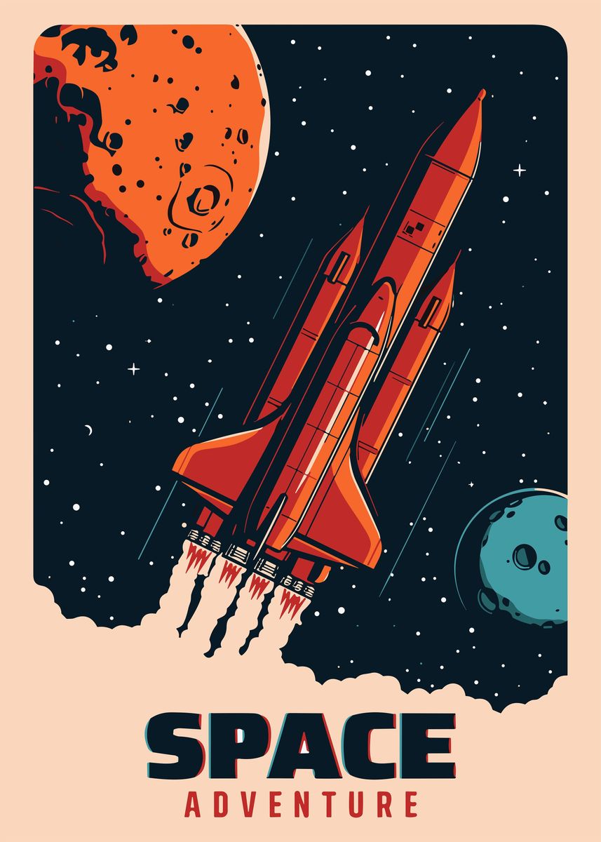 'Space Adventure Vintage' Poster, picture, metal print, paint by Haruno ...
