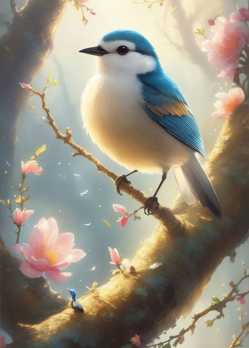 'Blue Robin' Poster, picture, metal print, paint by TESSERACT 07 | Displate