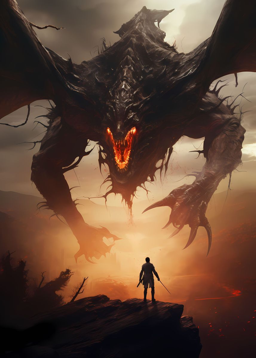 'Fantasy Dragon Endboss' Poster, picture, metal print, paint by ...