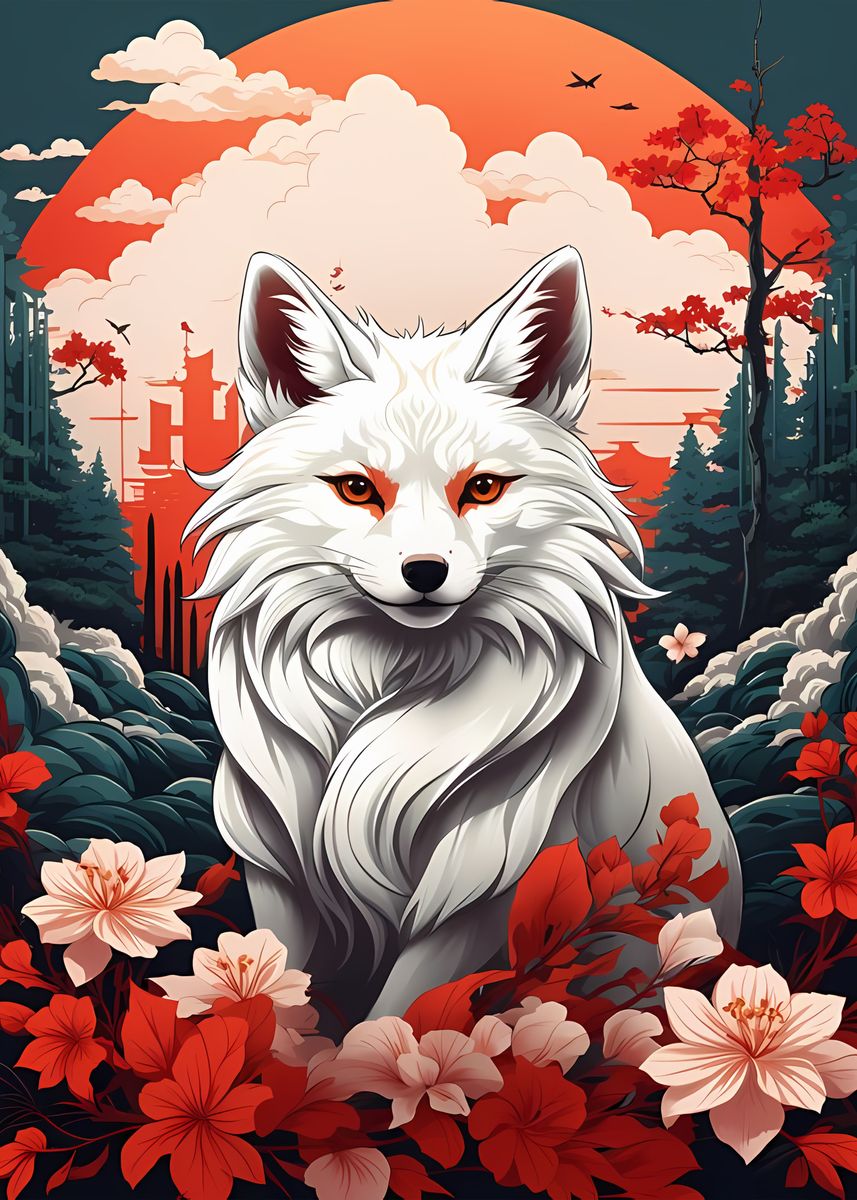 'Kitsune Anime ' Poster, picture, metal print, paint by ART JOY STUDIO ...