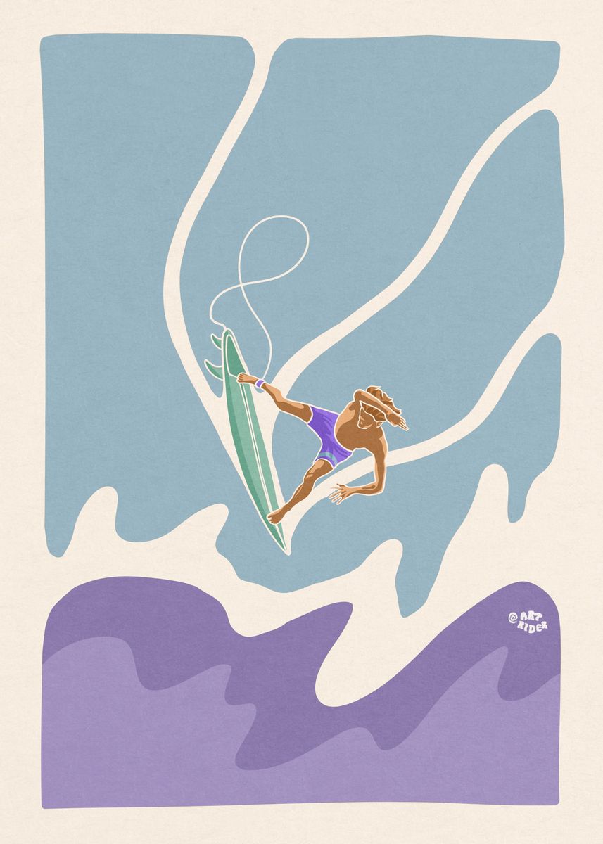 'Surfer guy wave' Poster, picture, metal print, paint by Franck Dagrau ...