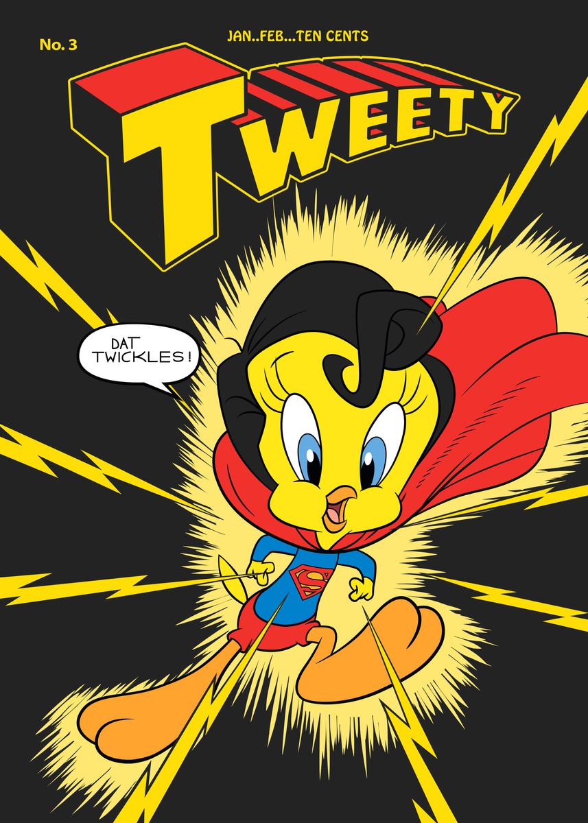 'Super Tweety' Poster, picture, metal print, paint by Looney Tunes ...