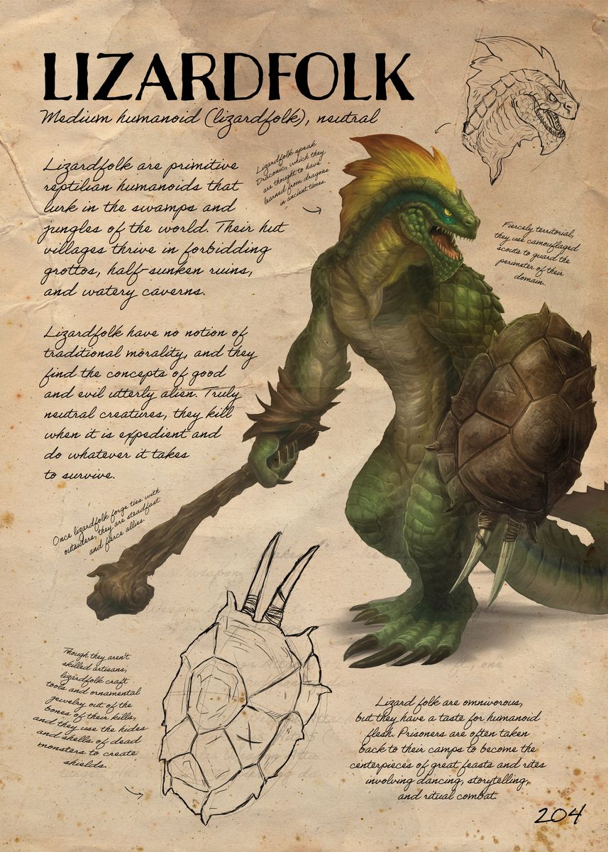 'Lizardfolk Note' Poster, picture, metal print, paint by Dungeons and ...