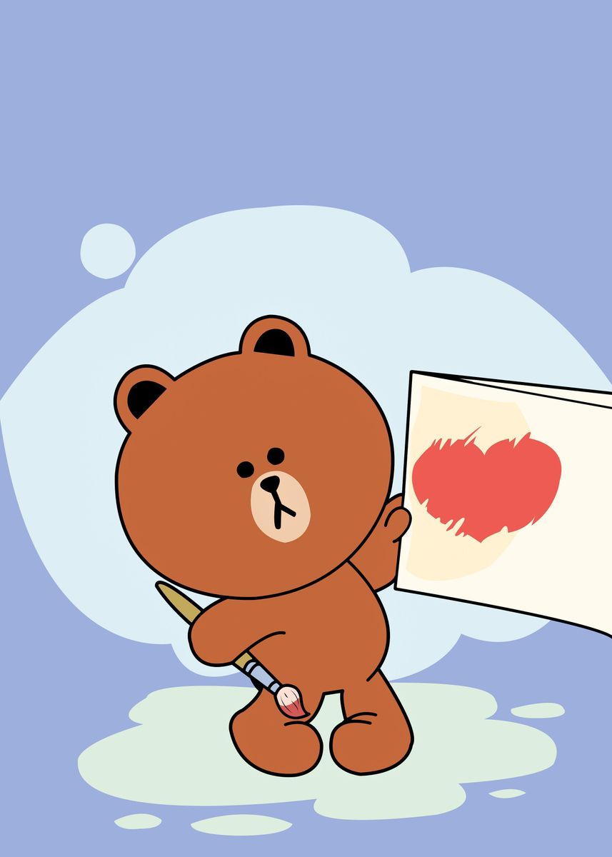 'bear brown cute animal' Poster, picture, metal print, paint by Martyn ...