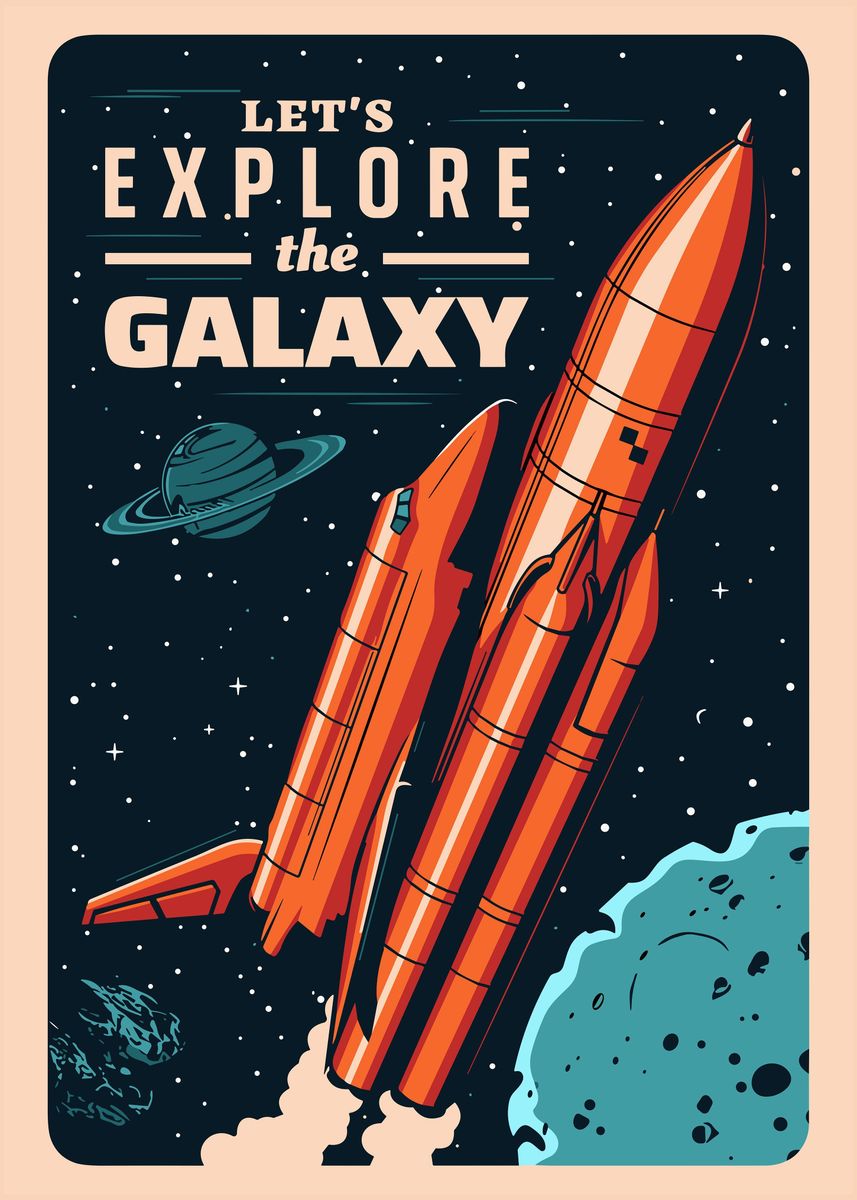 'Explore Galaxy Retro' Poster, picture, metal print, paint by Haruno ...