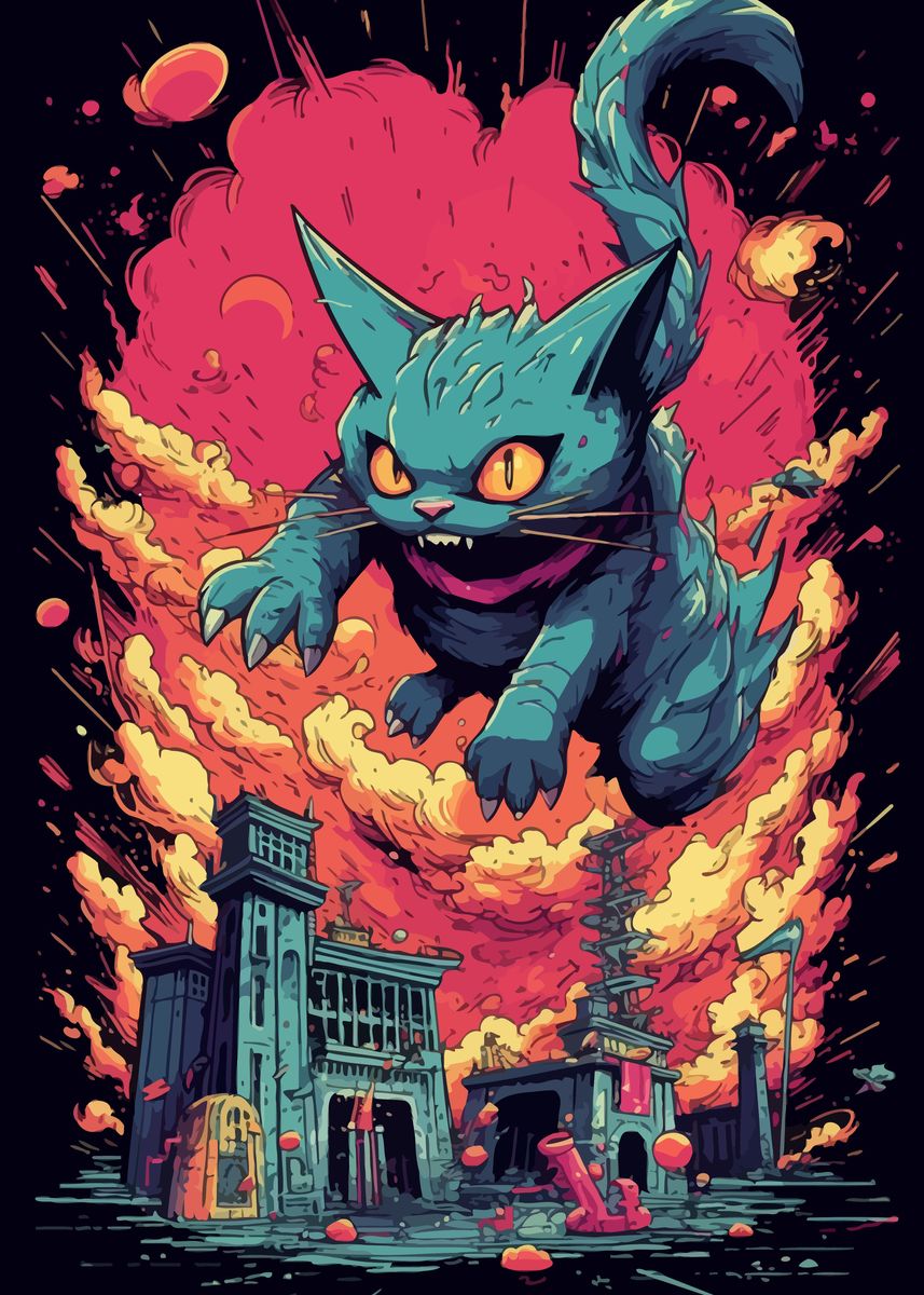'Angry Cat' Poster, picture, metal print, paint by Tom Cage | Displate