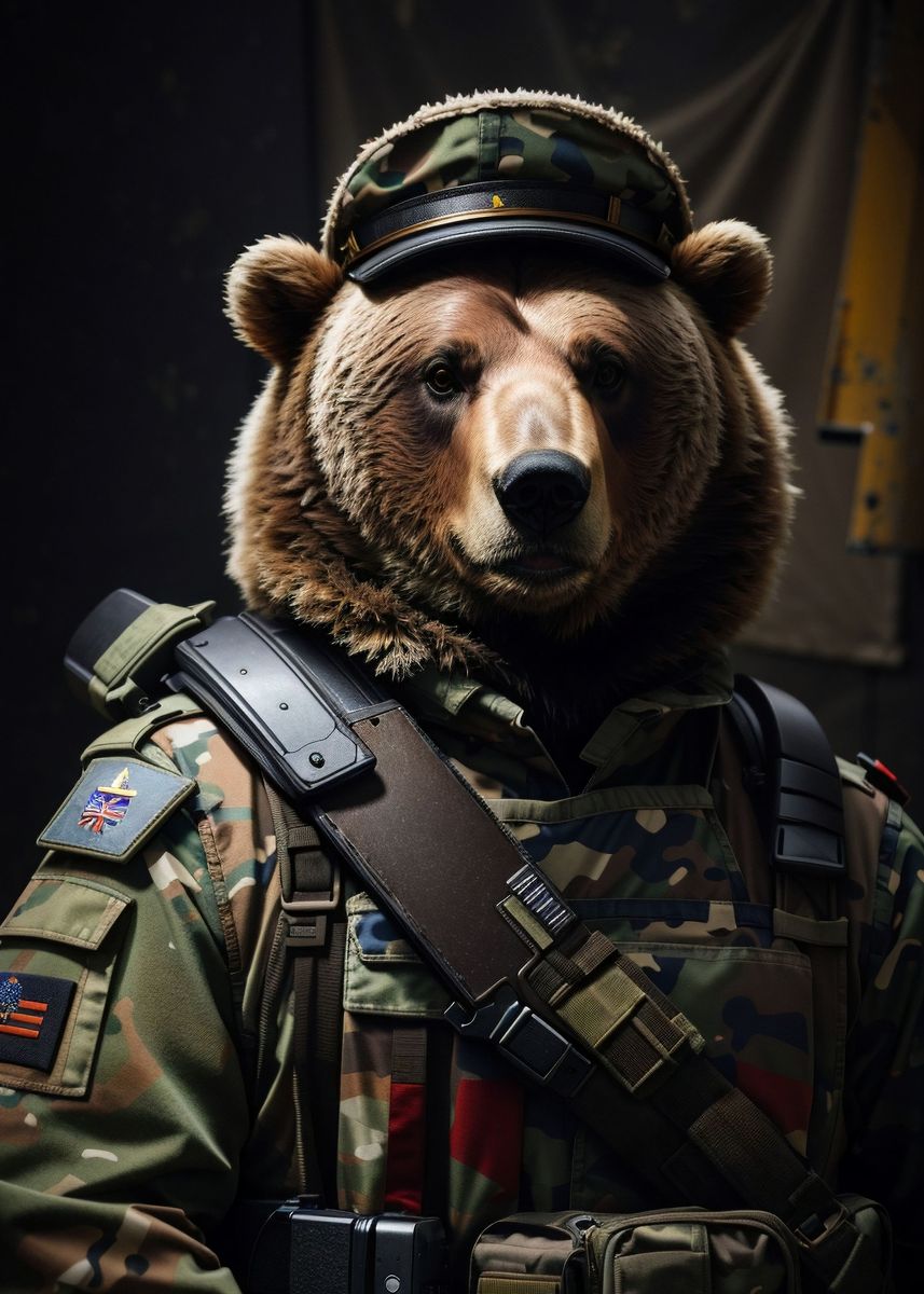 'Bear soldier funny' Poster, picture, metal print, paint by Ayen Khusna ...
