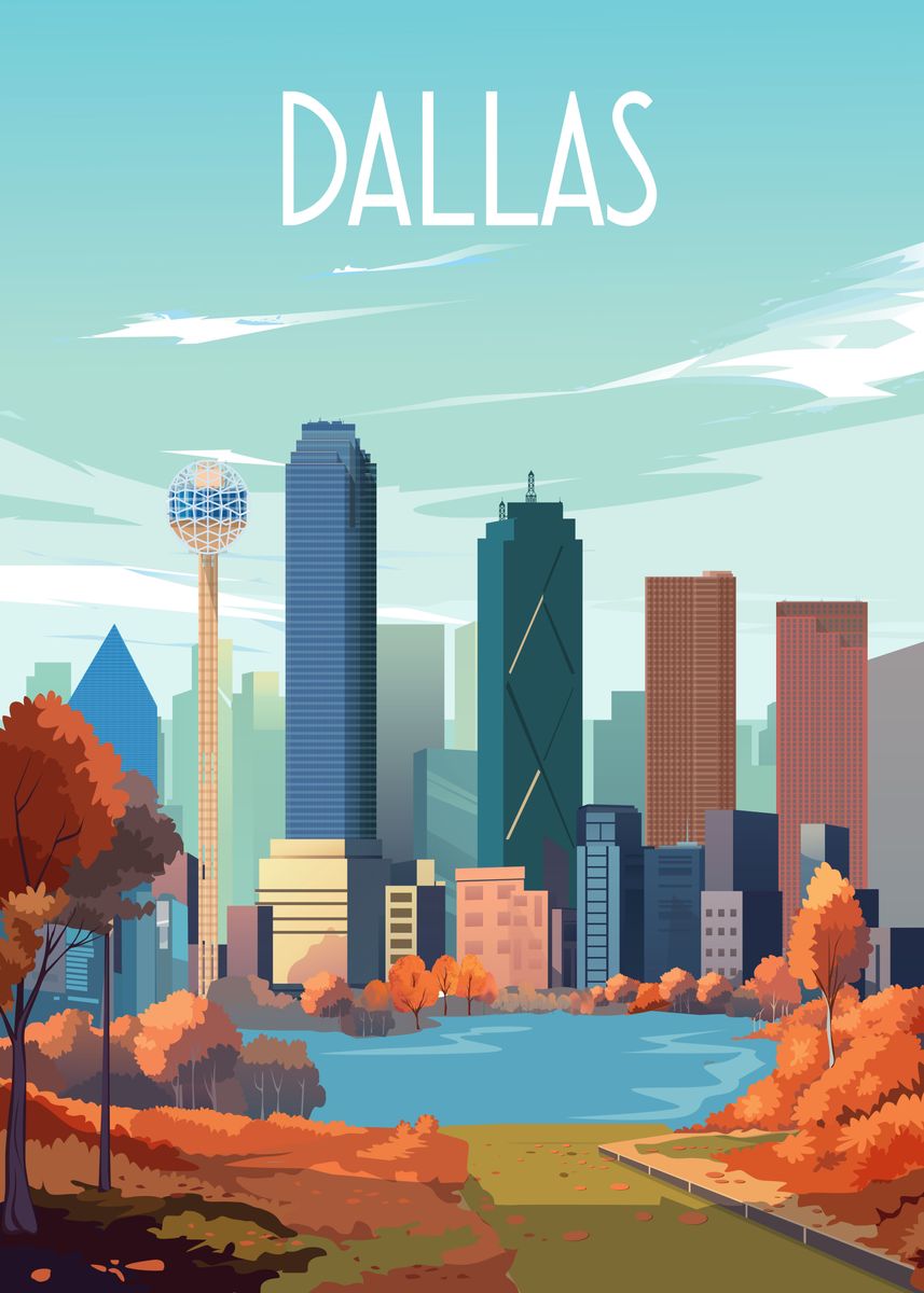 'Dallas Texas' Poster, picture, metal print, paint by Caravan Studio ...