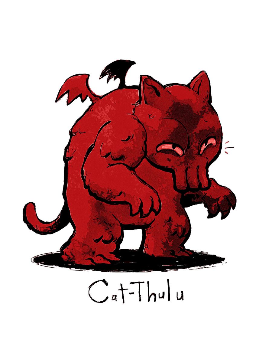 'cat thulu' Poster, picture, metal print, paint by rick mindey | Displate