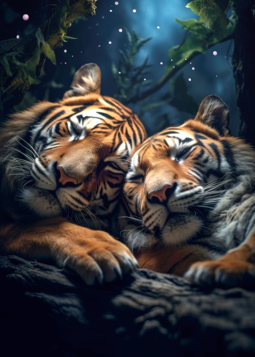 'tigress and tiger lovers' Poster, picture, metal print, paint by Adel ...