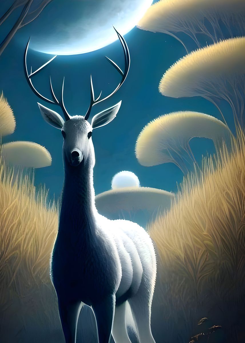 'moon and antelope' Poster, picture, metal print, paint by pixar icia ...