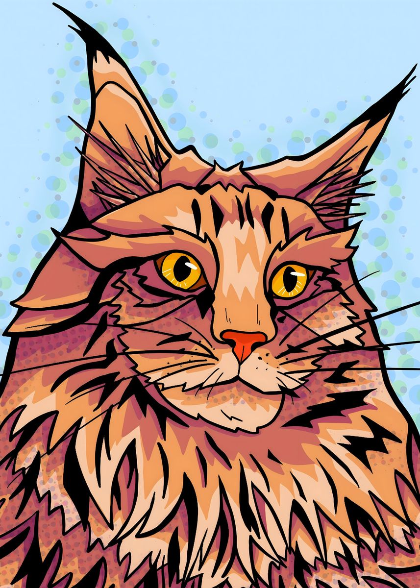 'Handsome golden maine coon' Poster, picture, metal print, paint by ...