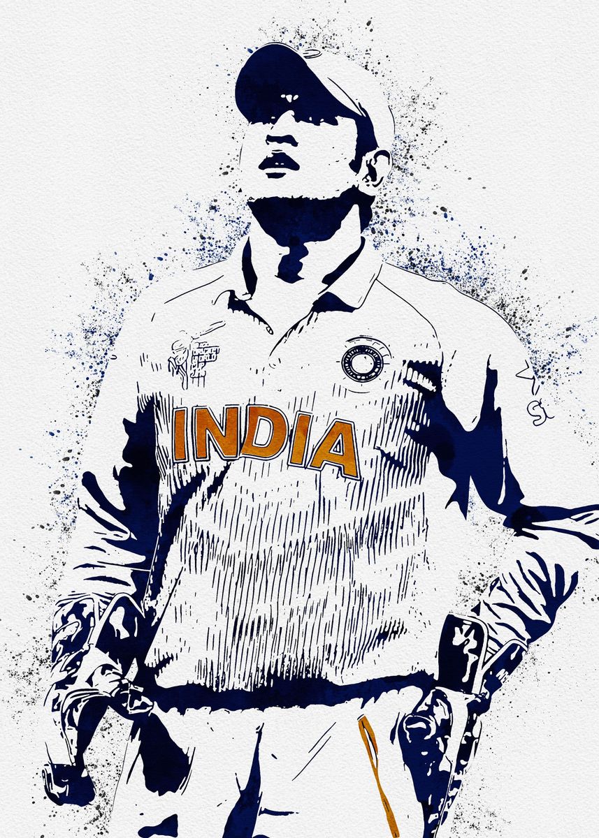 'MS Dhoni ' Poster, picture, metal print, paint by Paul C. Lane | Displate