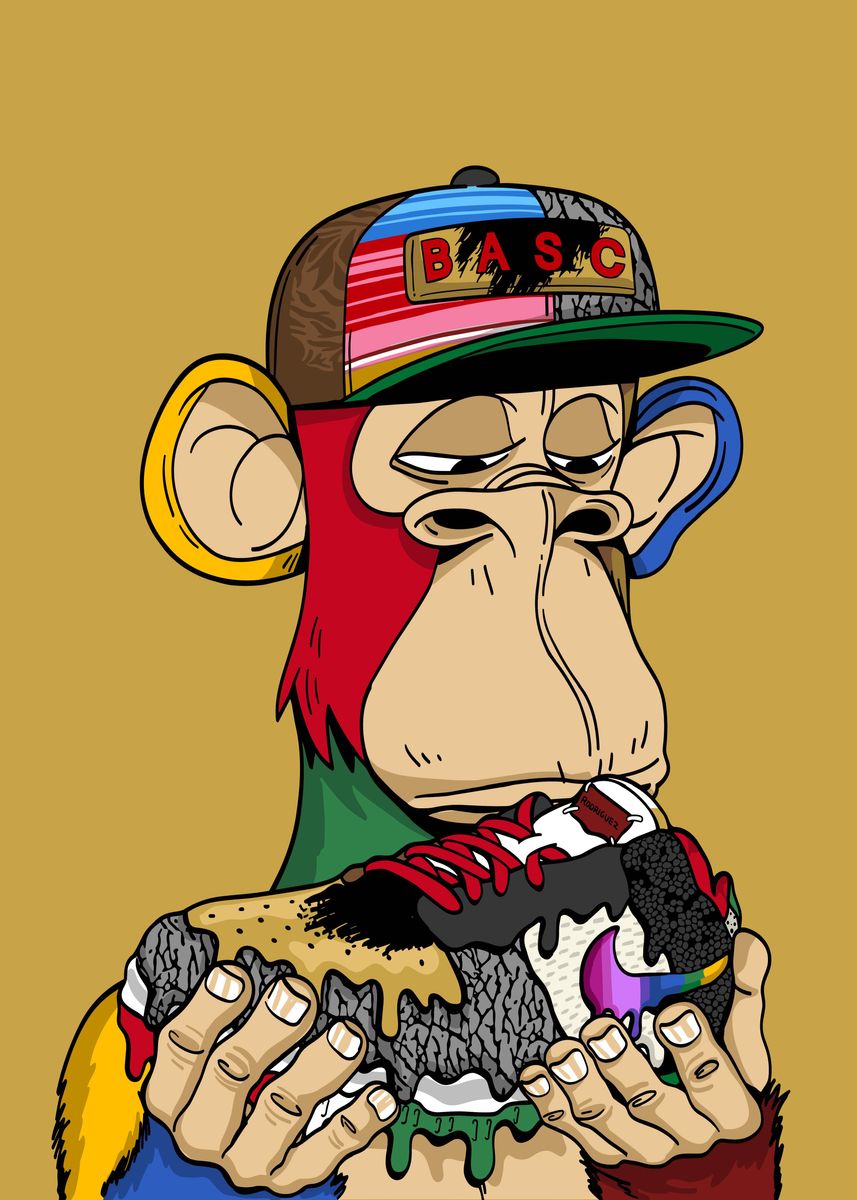 'Monkey Sneaker club basic' Poster, picture, metal print, paint by Nova Official Art | Displate