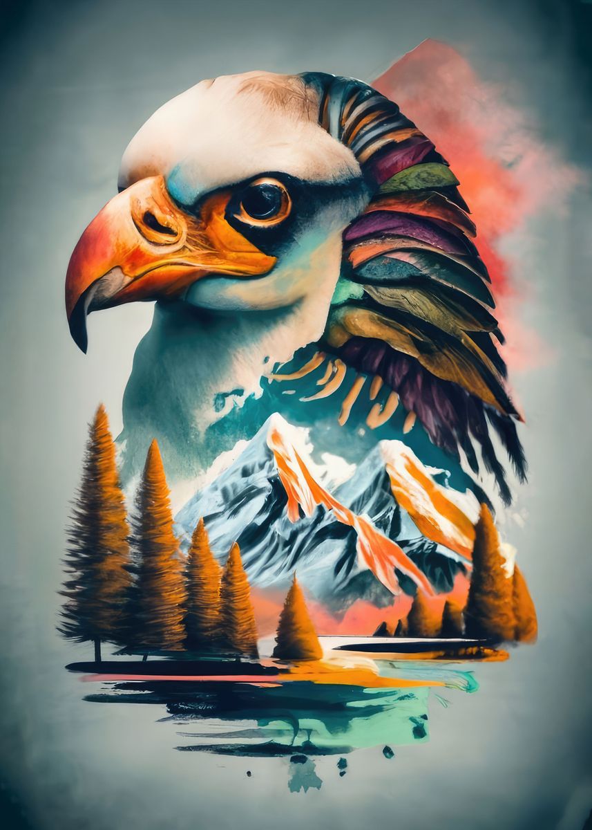 'Hawk Art' Poster, picture, metal print, paint by XALA ART | Displate