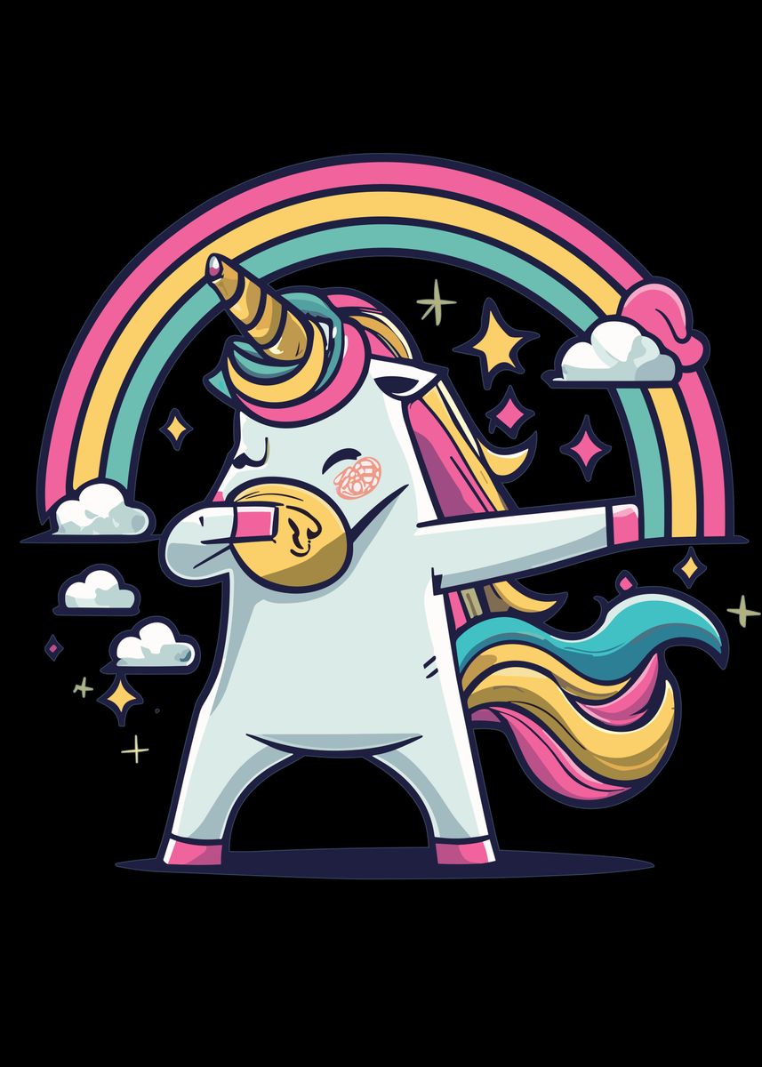 'Dabbing Unicorn Unicorn' Poster, picture, metal print, paint by ZS C O ...