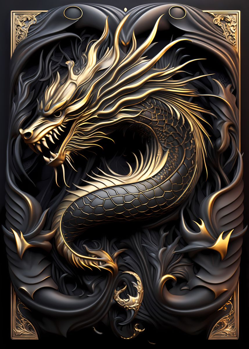 'Emperor Golden Dragon' Poster, picture, metal print, paint by Luong ...