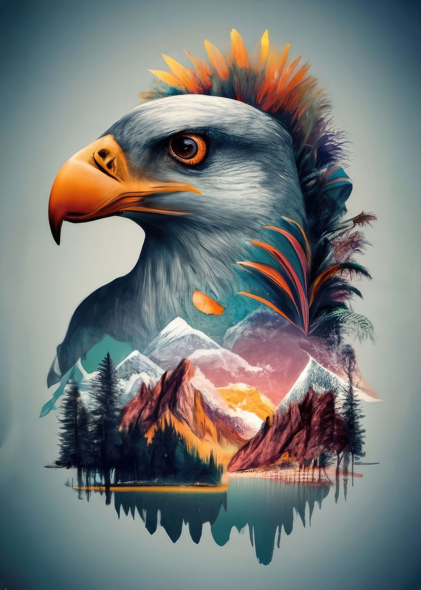 'Hawk Art' Poster, picture, metal print, paint by XALA ART | Displate