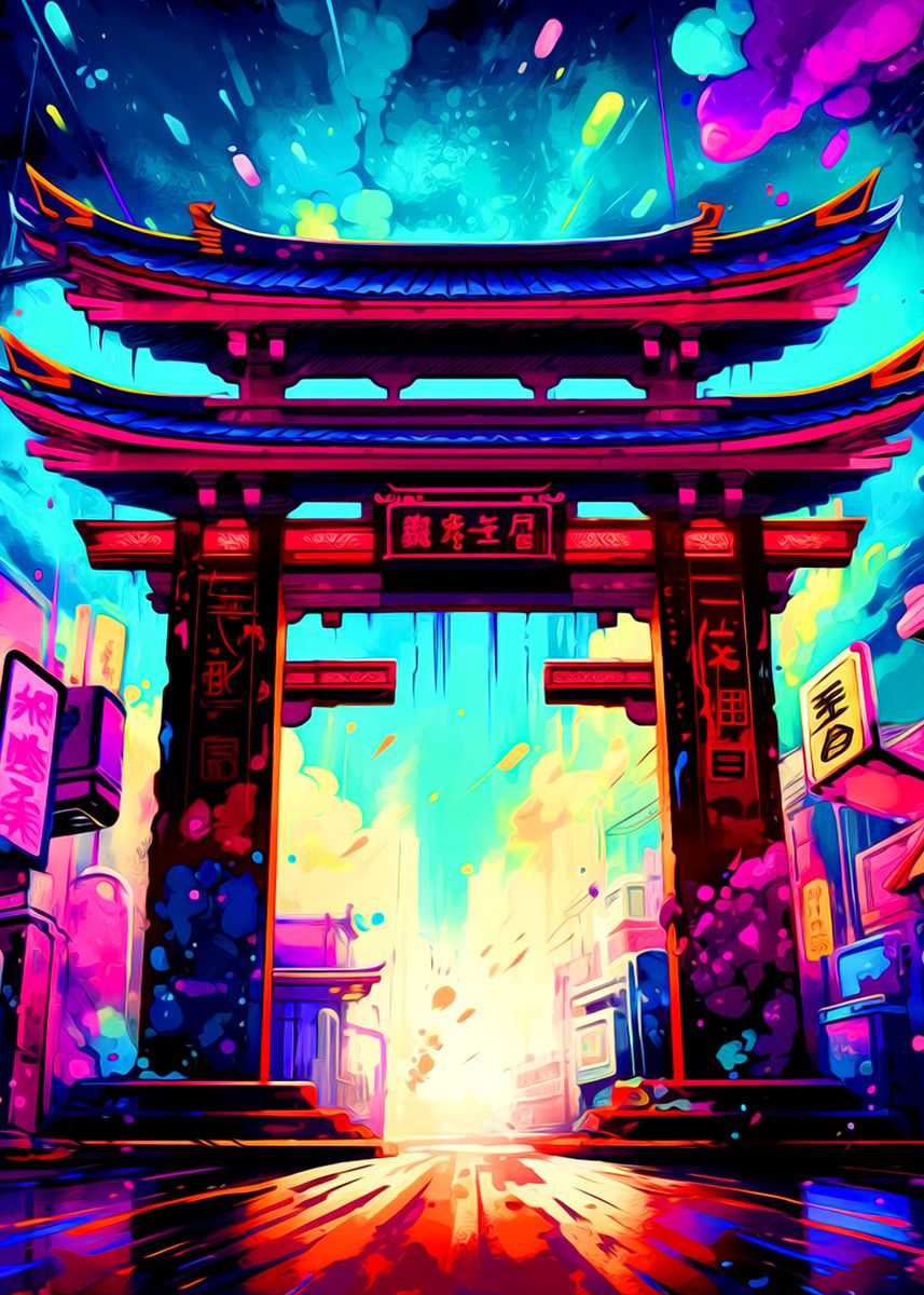 'Torii Gate' Poster, picture, metal print, paint by Wasi Blond | Displate