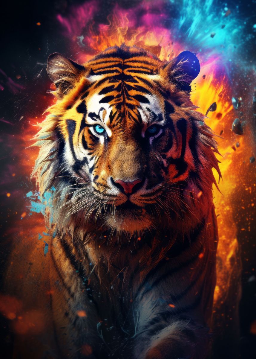 'Surreal Fantasy Tiger' Poster, picture, metal print, paint by Zenzdesign | Displate