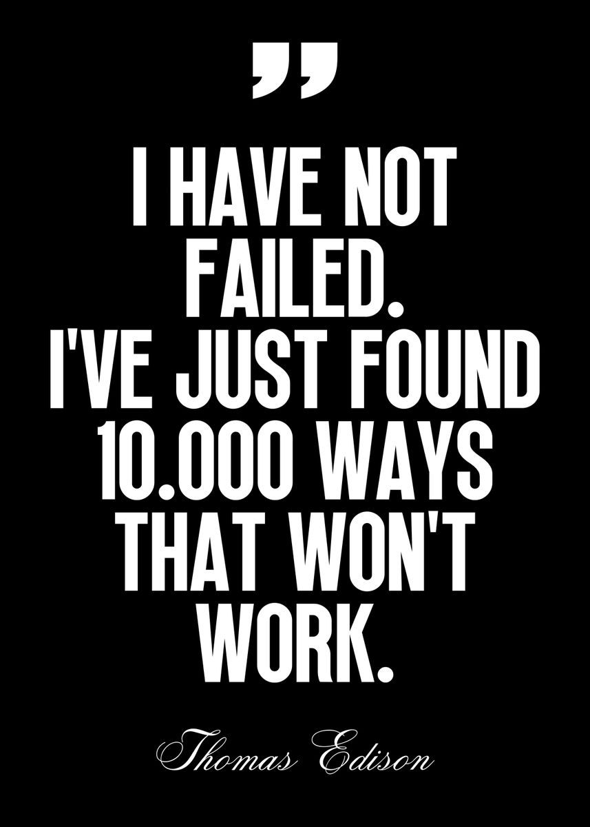 'Thomas Edison Quote' Poster, picture, metal print, paint by Wezt Studio | Displate