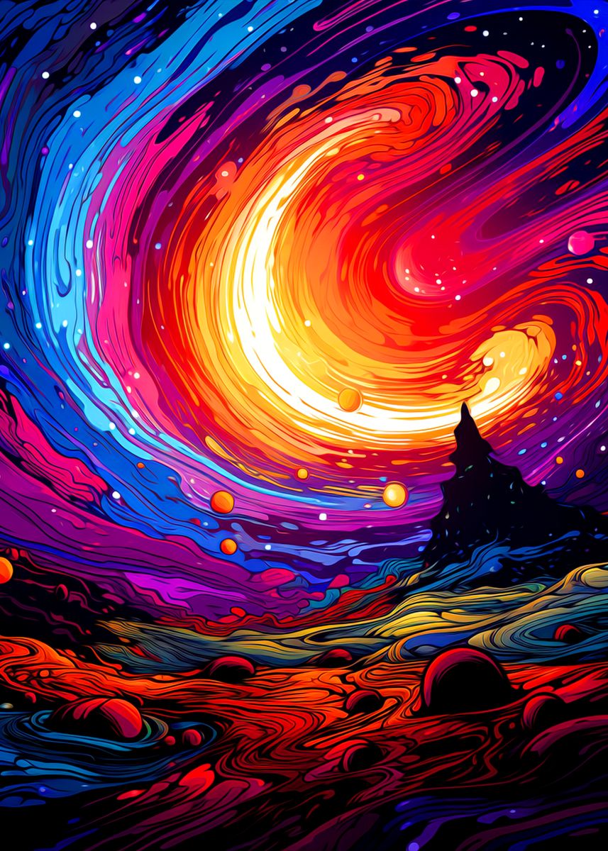 'Psychedelic Landscape' Poster, picture, metal print, paint by Miracle ...