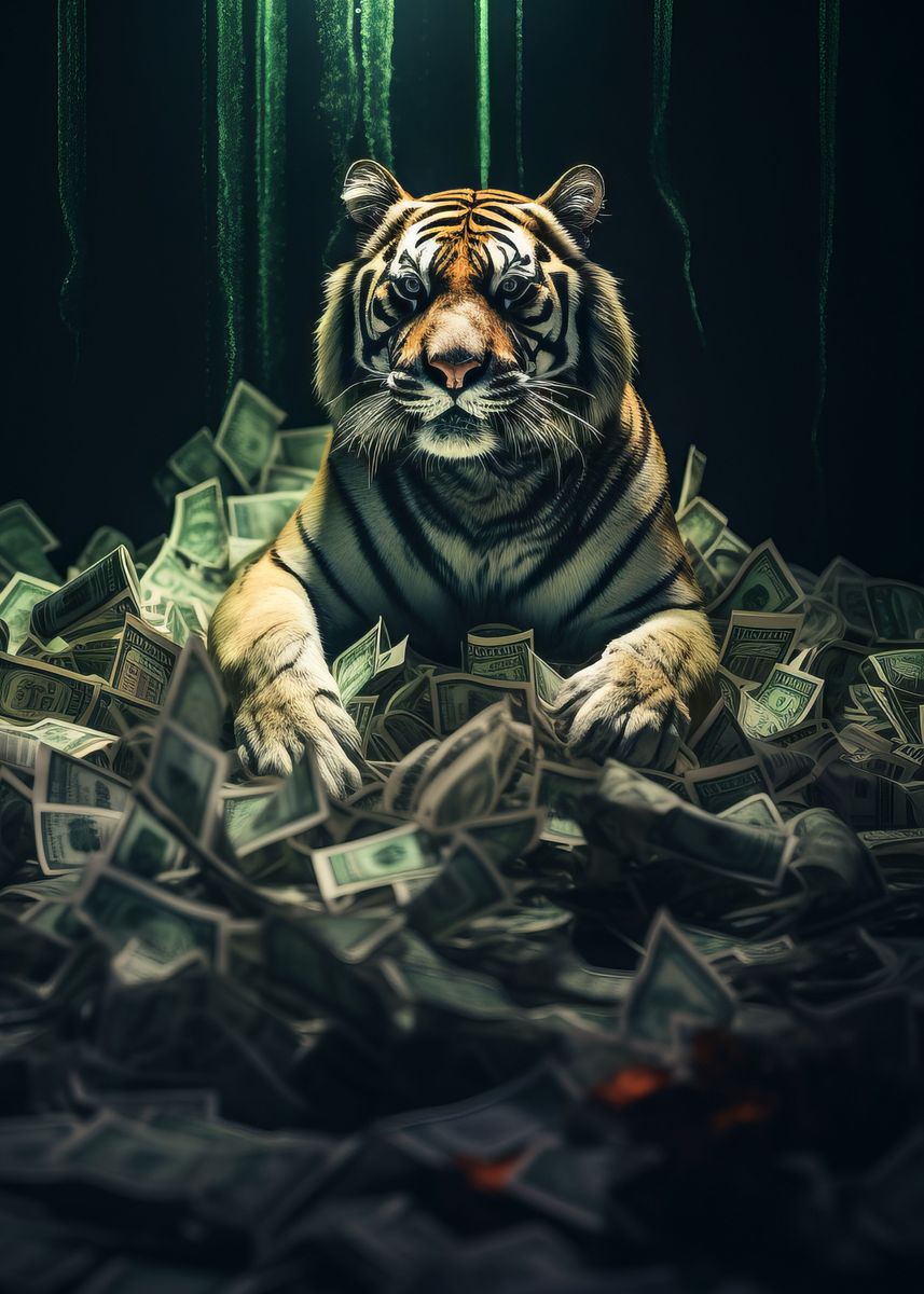 'Rich Wealthy Tiger Money' Poster, picture, metal print, paint by ...