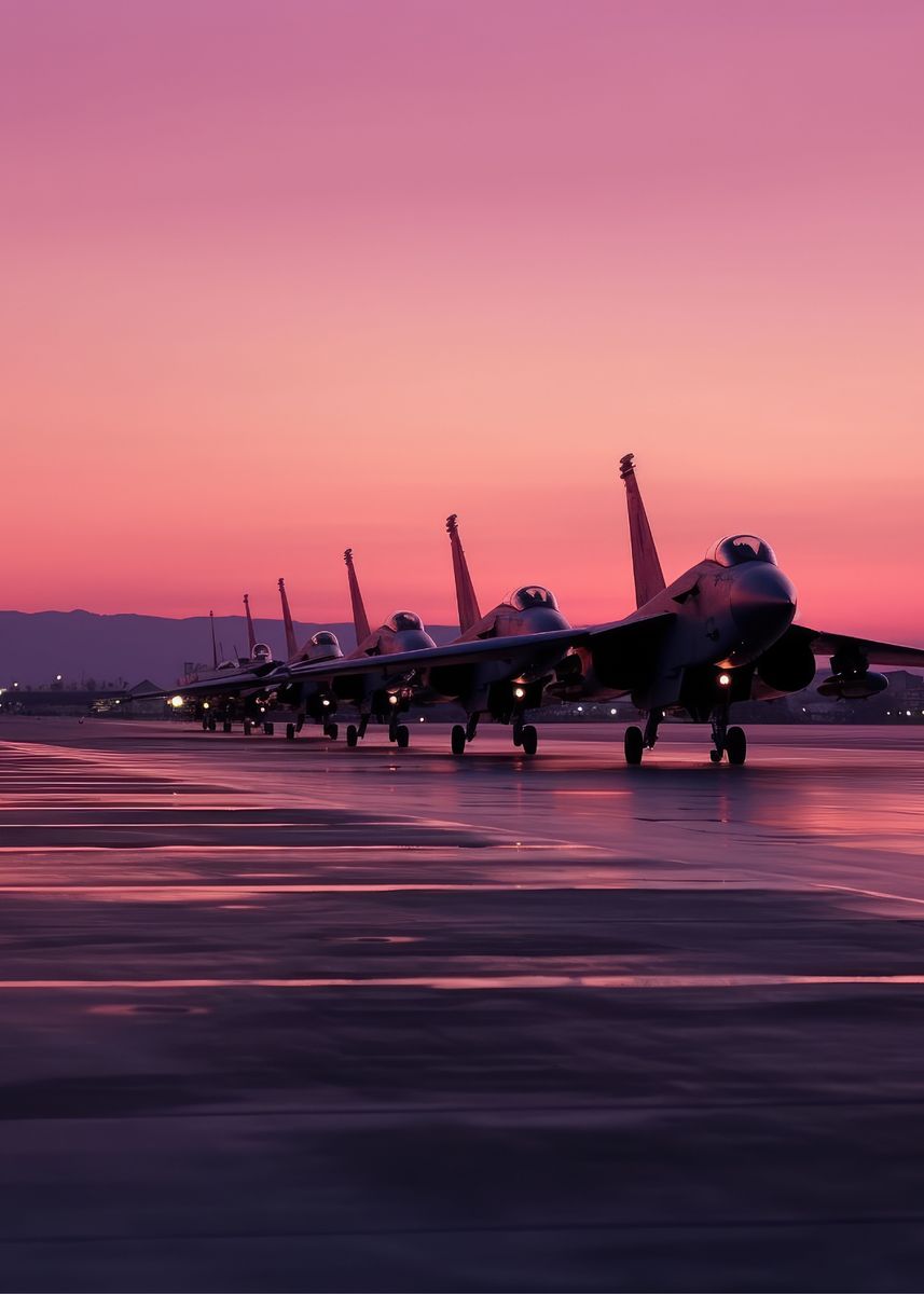 'fighter plane in sunset' Poster, picture, metal print, paint by Aidan ...