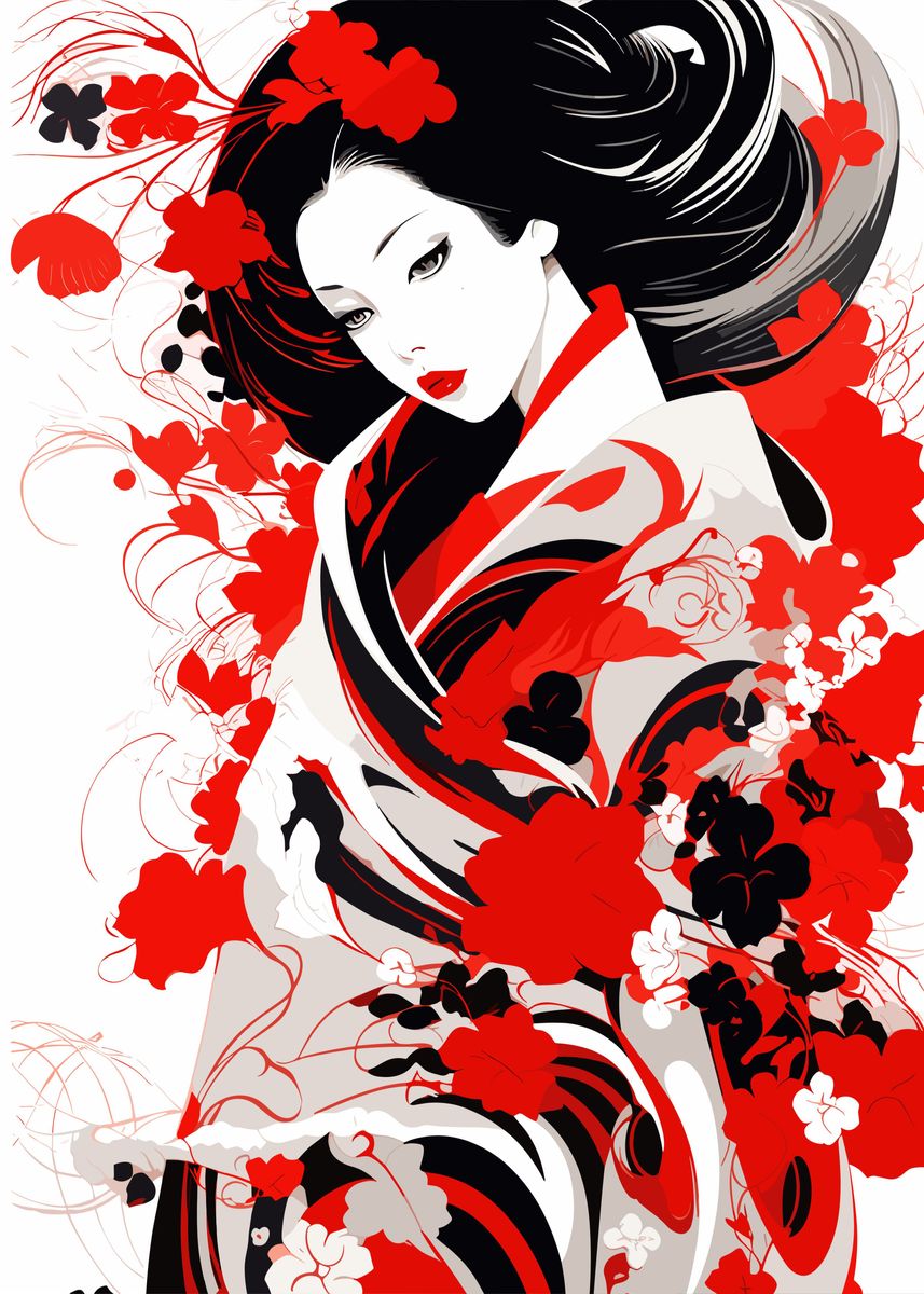 'Geisha Girl Japanese' Poster, picture, metal print, paint by Mason ...