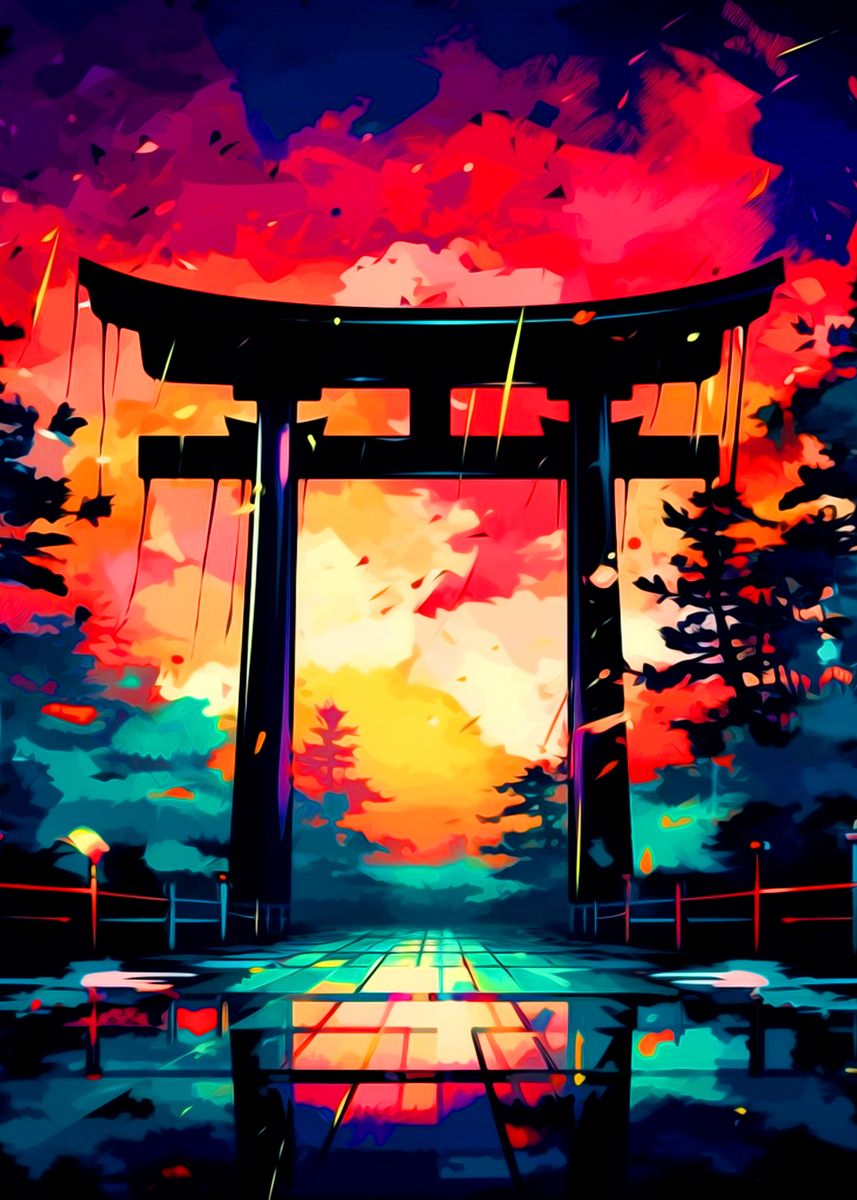 'Torii Gate' Poster, picture, metal print, paint by Wasi Blond | Displate