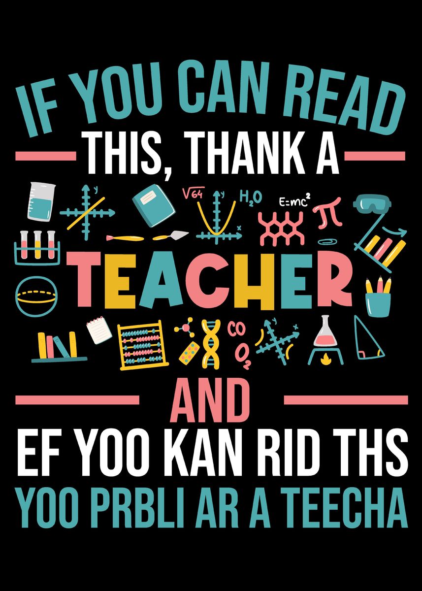 'Thank A Teacher' Poster, picture, metal print, paint by Sascha | Displate