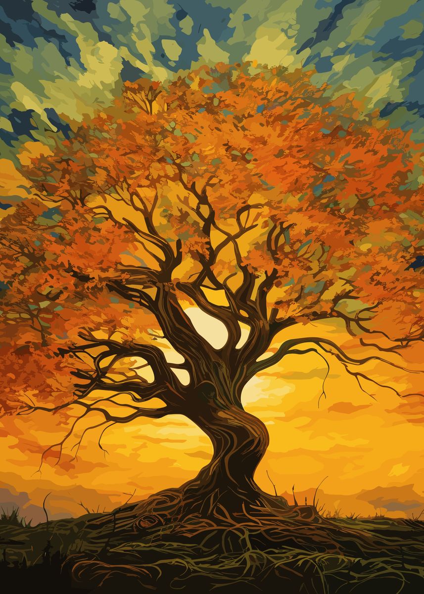 'Beautiful Tree Sunset' Poster, picture, metal print, paint by Richard ...